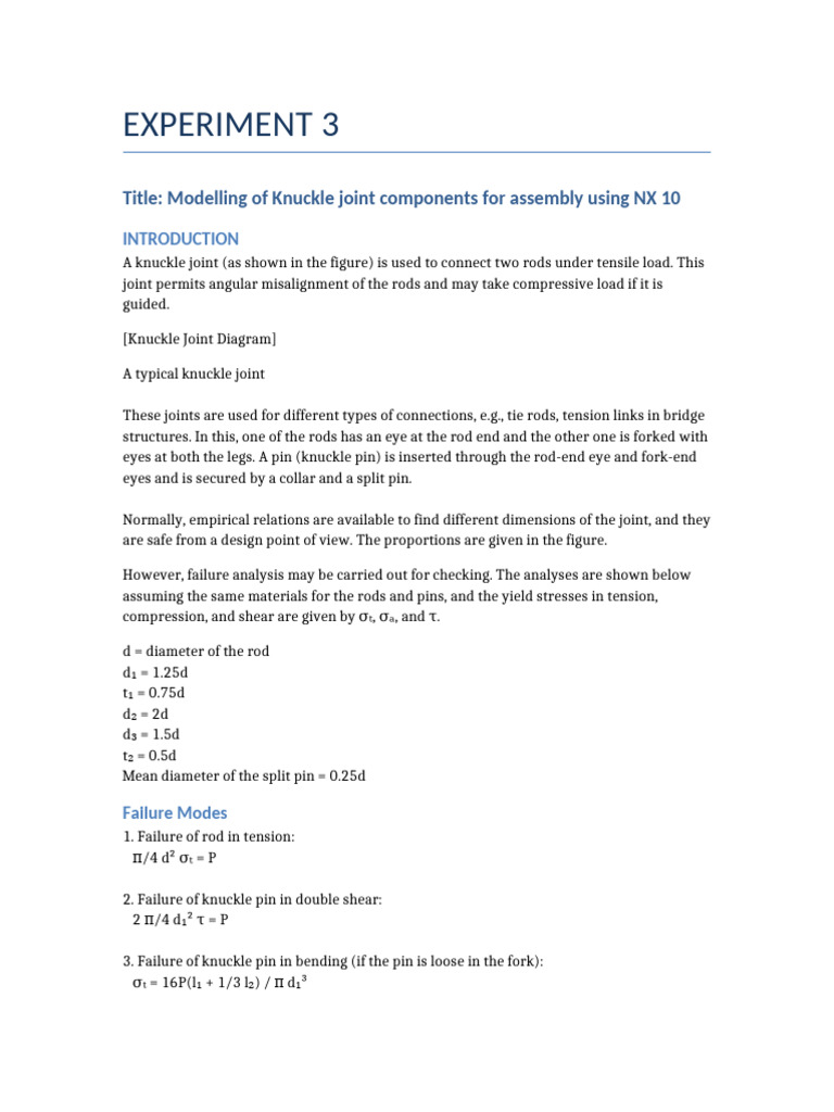 Knuckle Joint Experiment | PDF | Strength Of Materials | Stress (Mechanics)
