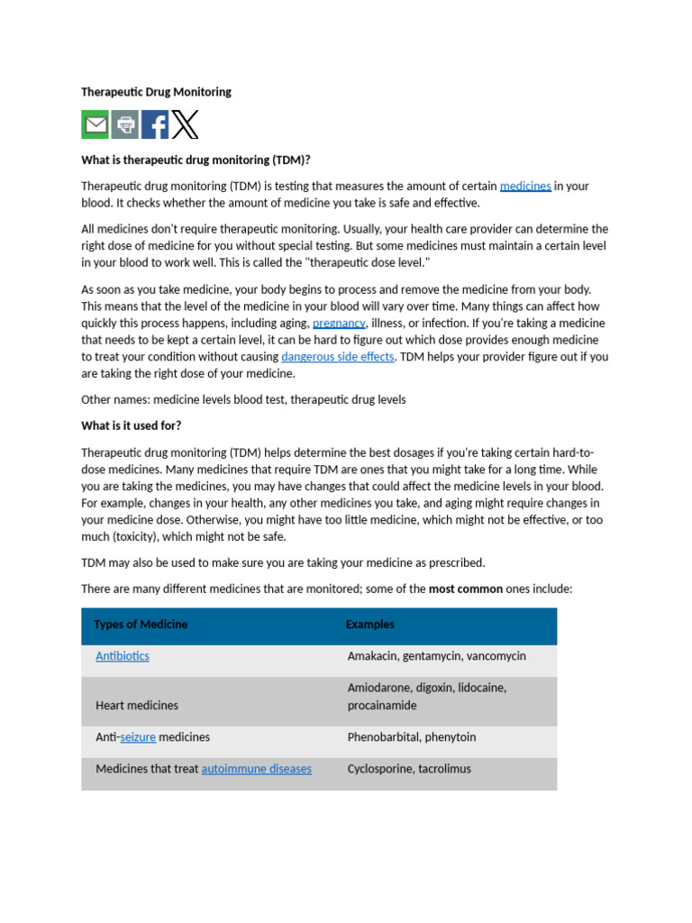 Therapeutic Drug Monitoring | PDF | Dose (Biochemistry) | Chemistry