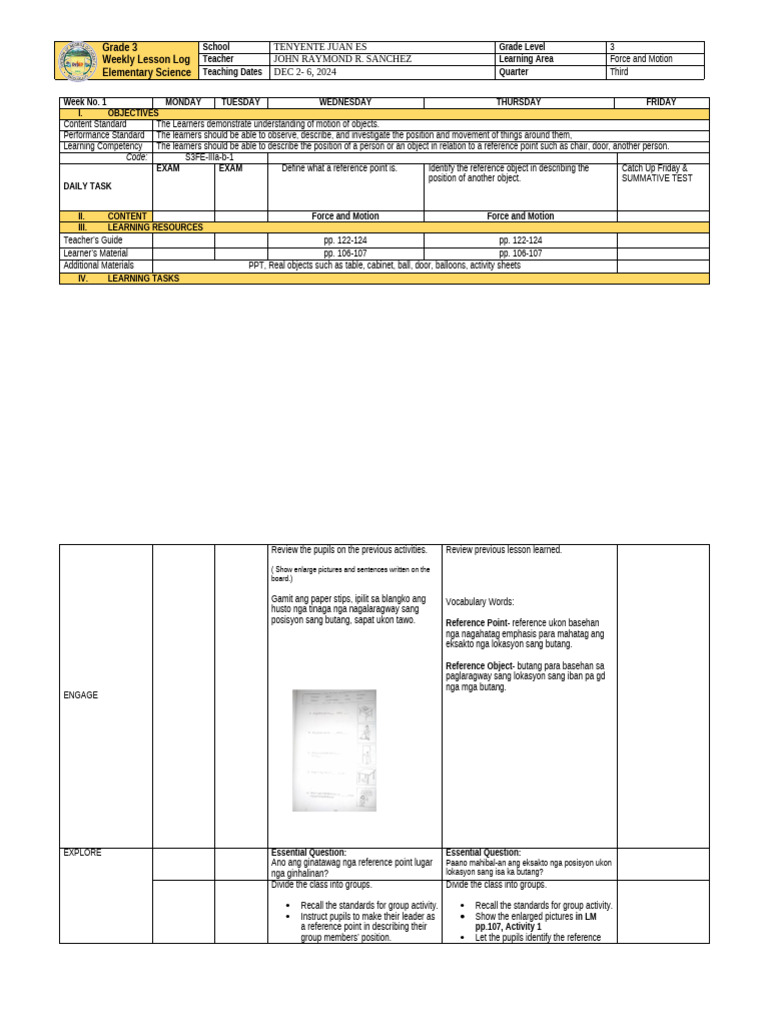DLL-SCI-3-QT3-W1-SY-2024-2025 | PDF | Differentiated Instruction | Education Theory