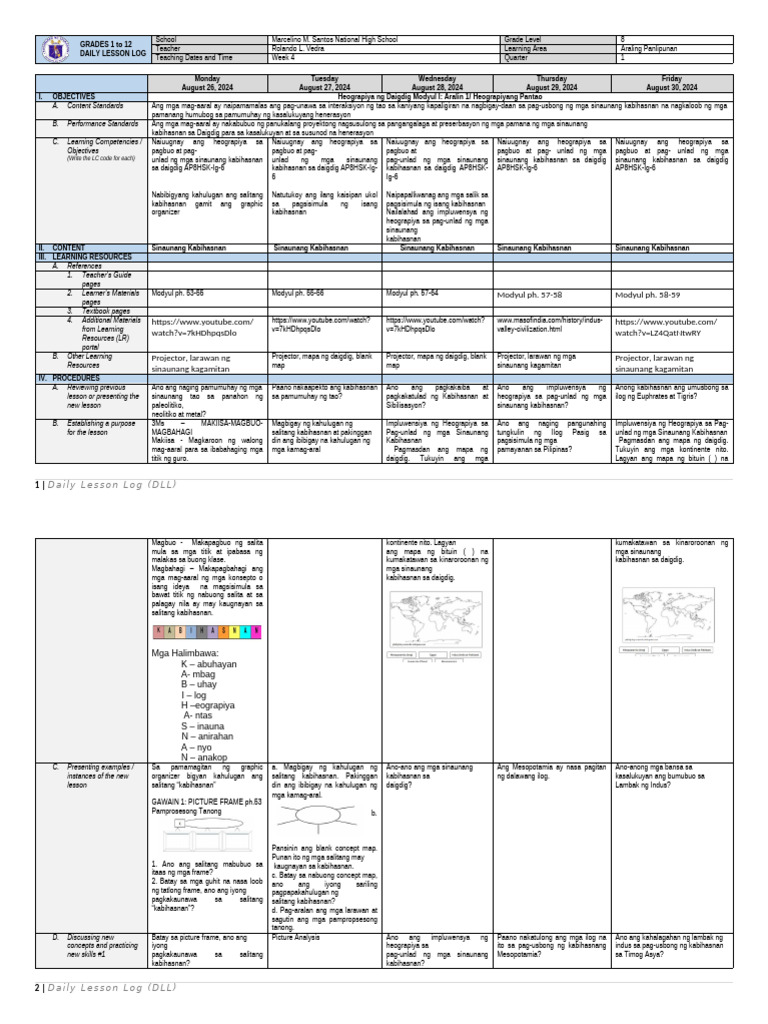 Daily Lesson Log Week 5 | PDF