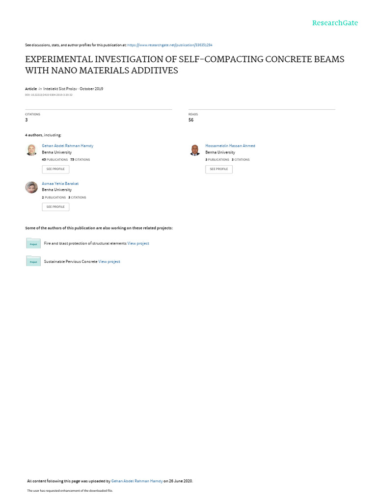 Experimental Investigation Of Self Compacting Concrete Beams With Nano Materials Additives Pdf