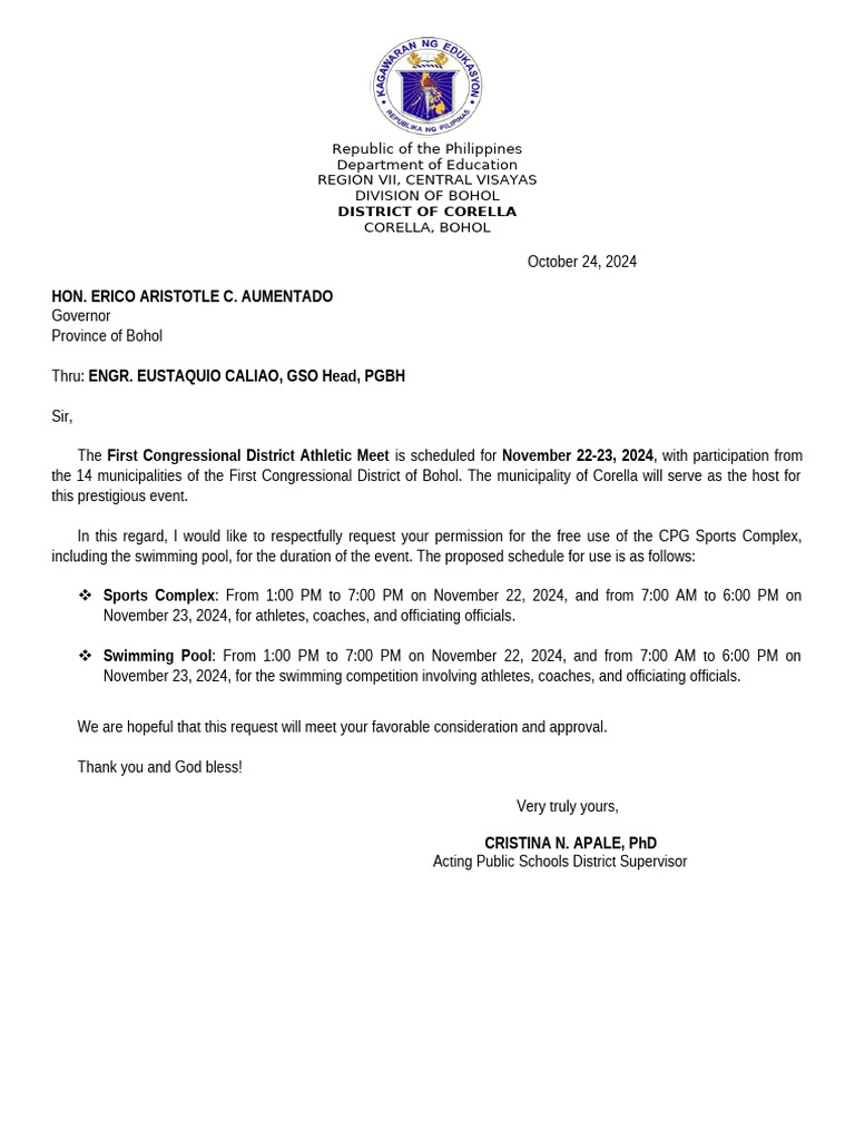 Letter Request Cong Meet2024 Venue DRRM | PDF