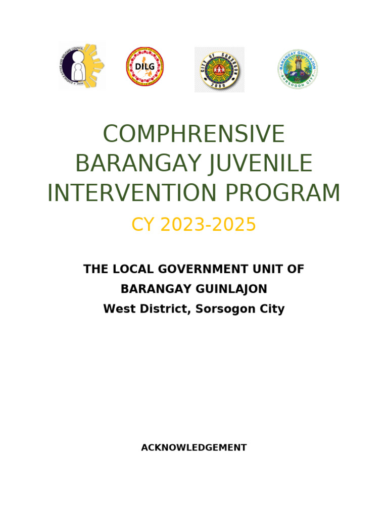 Comphrensive Barangay Juvenile Intervention Program | PDF | Justice ...