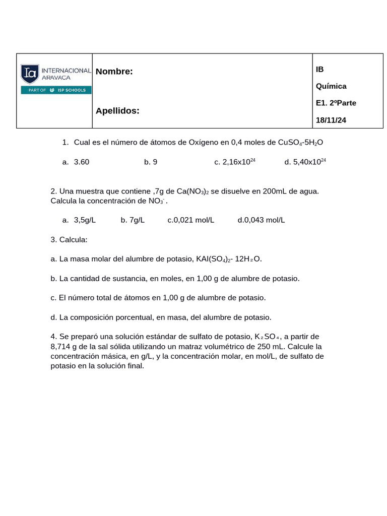 Examen IB 2 Parte E1 | PDF