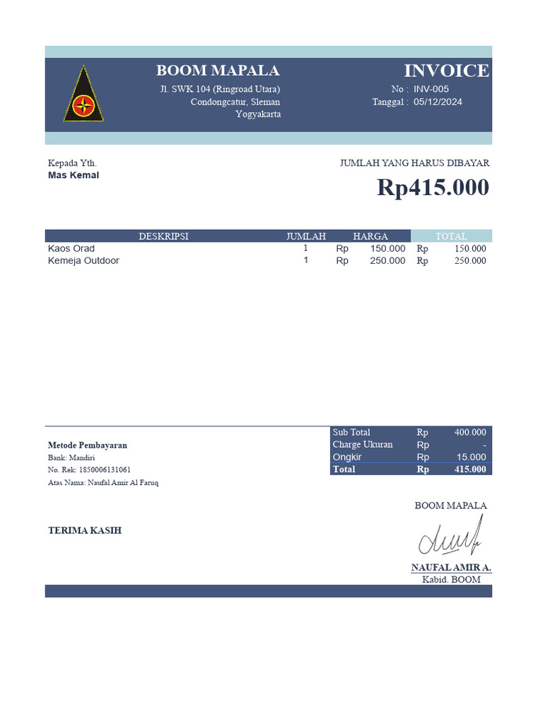 Invoice Mas Kemal | PDF
