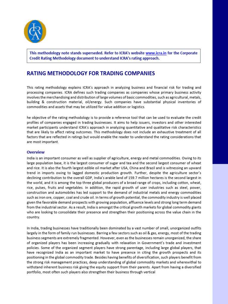 Trading Companies, Rating Methodology, 2012 | PDF | Risk | Credit Risk