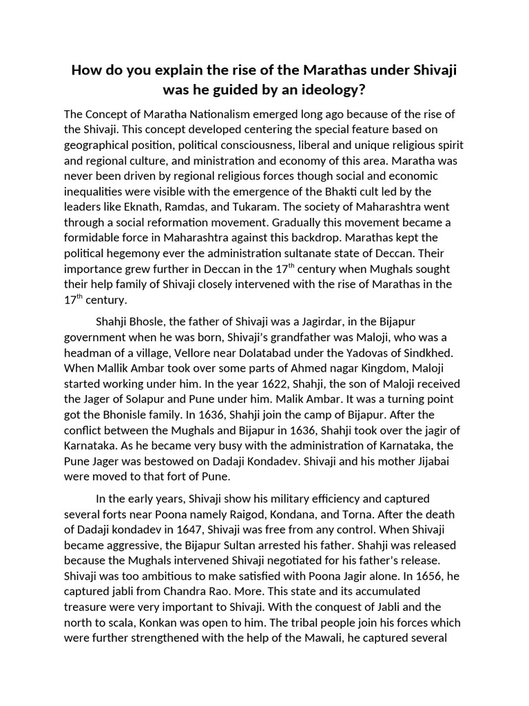 How do you explain the rise of the Marathas under Shivaji was he guided ...