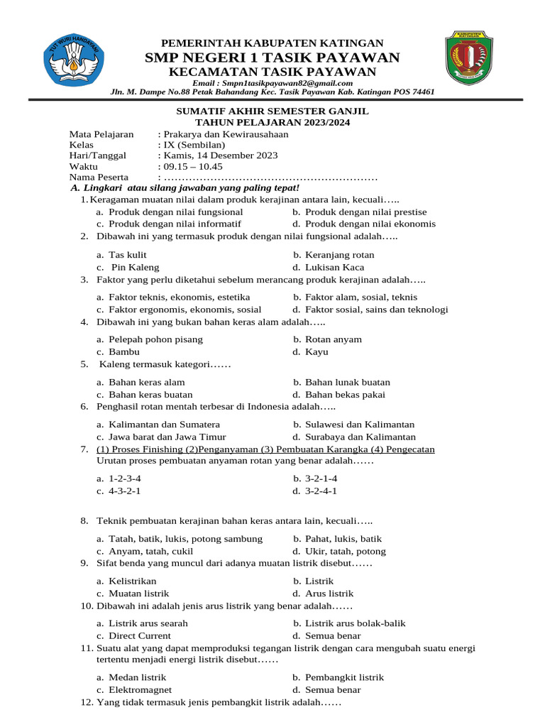 Soal Pkwu Ix Ganjil | PDF