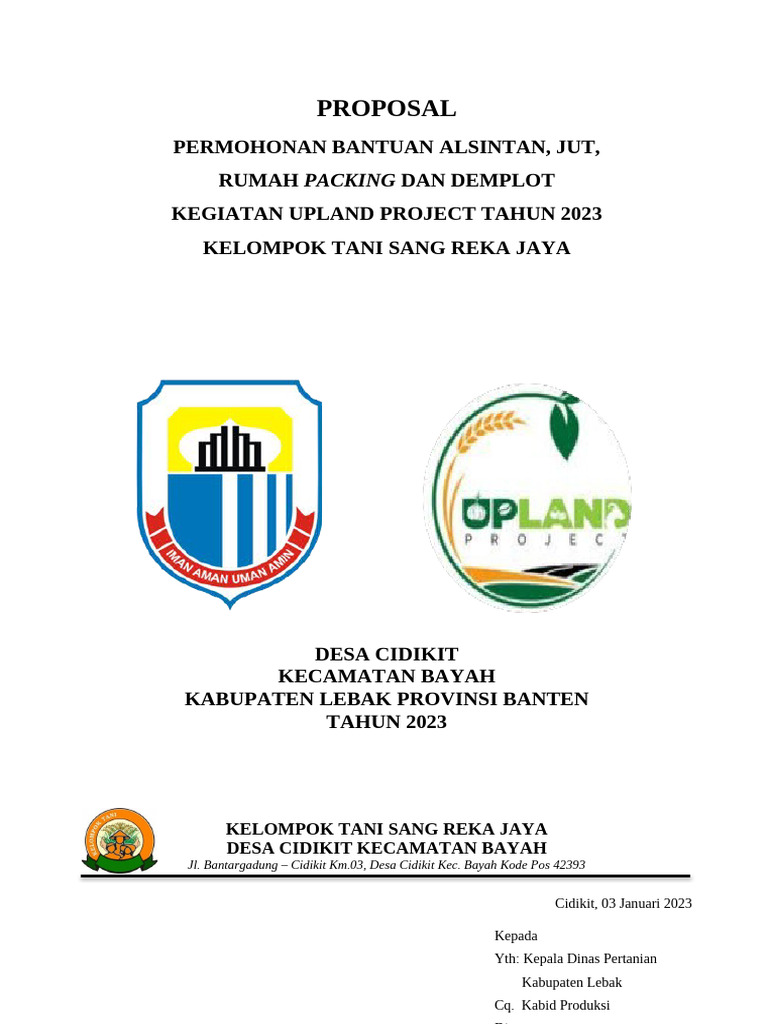 PROPOSAL ALSINTAN RENDI | PDF