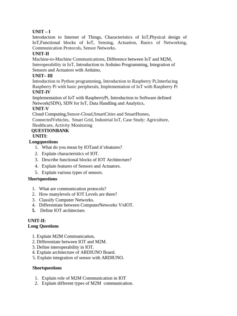IoT imp questions | PDF | Internet Of Things | Raspberry Pi