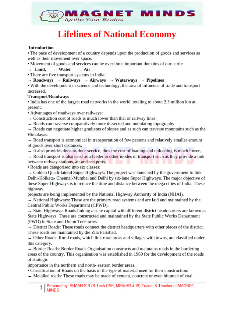 Lifelines of National Economy-7 | PDF | Transport | Economies