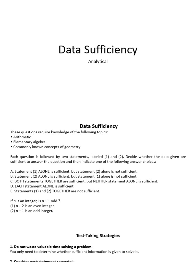 Data Sufficiency Question Guide | PDF | Question | Integer