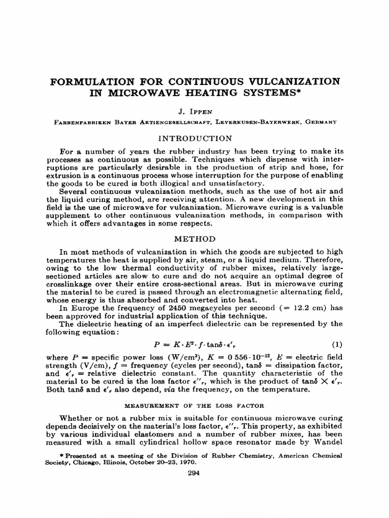 Formulation For Continuous Vulcanization in Microwave Heating Systems | PDF