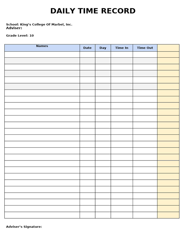 Daily Time Record | PDF