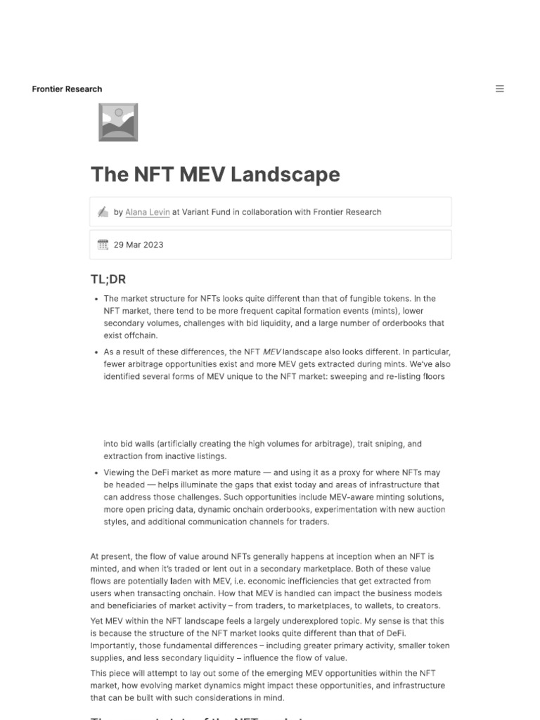 The NFT MEV Landscape | PDF