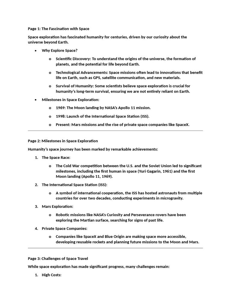 The Fascination With Space | PDF | Space Exploration | Nasa