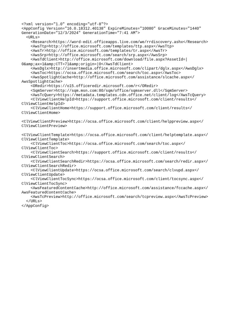 Office App Configuration URLs | PDF
