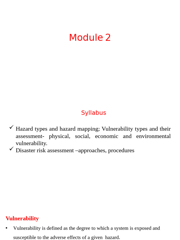 M2 - Disaster Risk Assessment | PDF | Risk | Hazards
