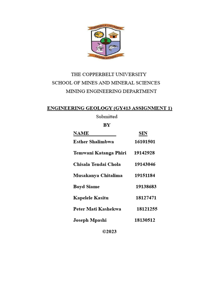 GY413 Engineering Geology Assignment 1 | PDF | Hydrogeology | Aquifer