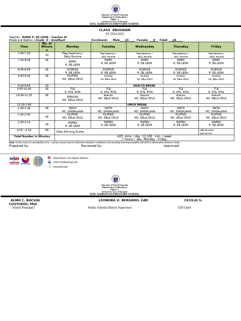 Class Program Grade 6 AMETHYST | PDF | Philippines