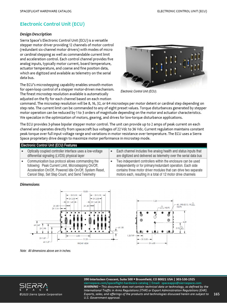 Pointing Systems and Motion Control Electronic Control Unit Ecu | PDF | Electric Motor ...
