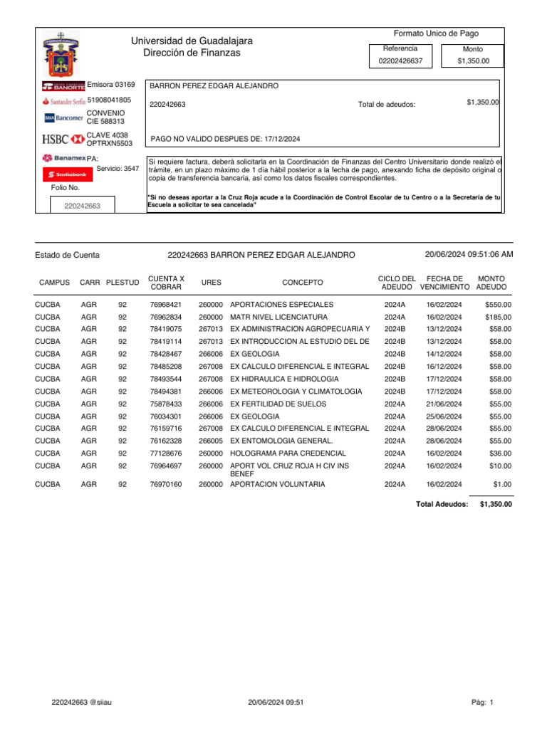 Httpstoas3 Siiau Udg Mxreportsrwservlet | PDF