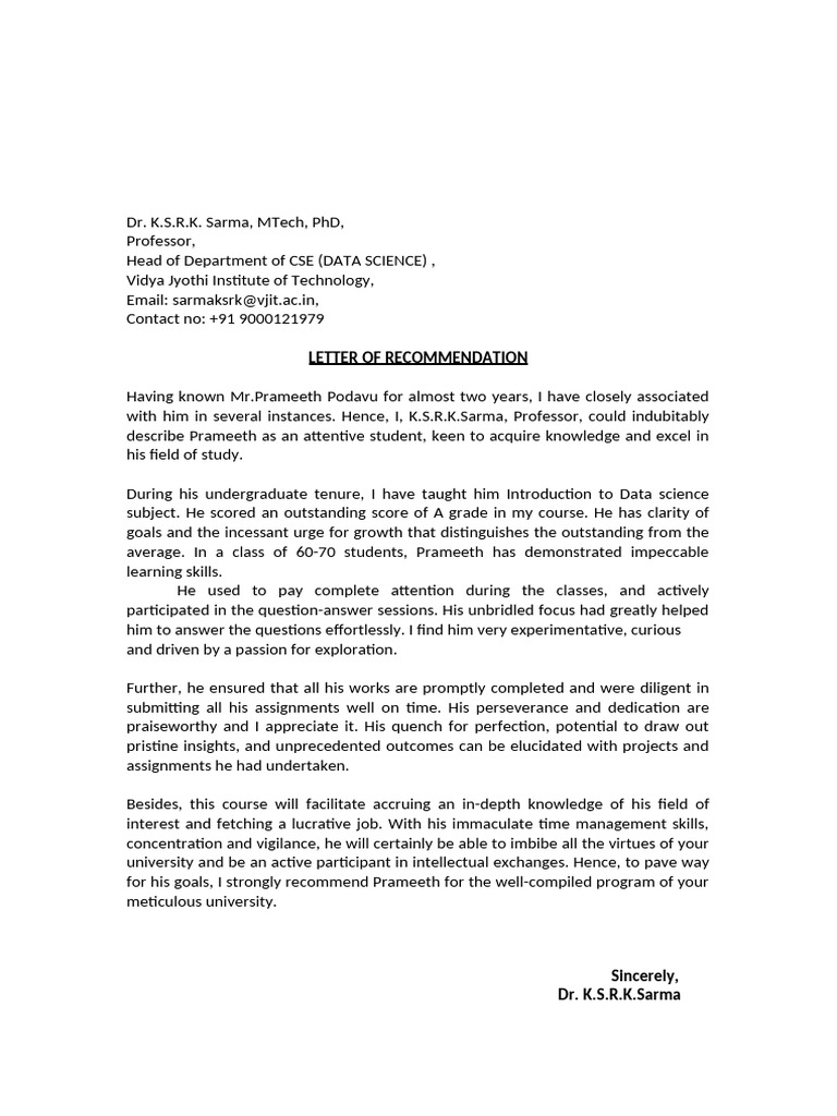 KSRK Sarma Sir Lor (Prameeth) | PDF