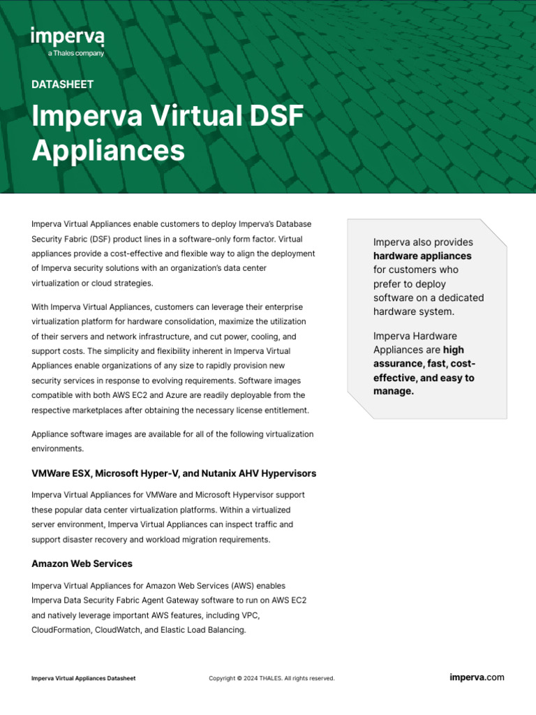Virtual Appliances Datasheet | PDF | Virtualization | Cloud Computing