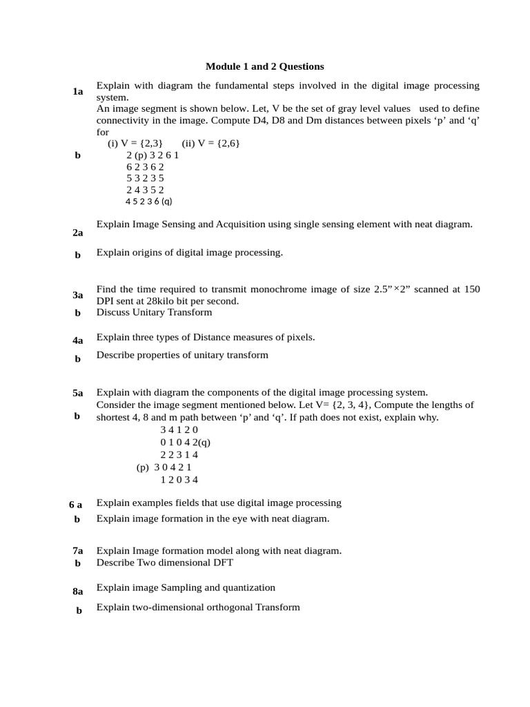 Module 1 and 2 Questions | PDF