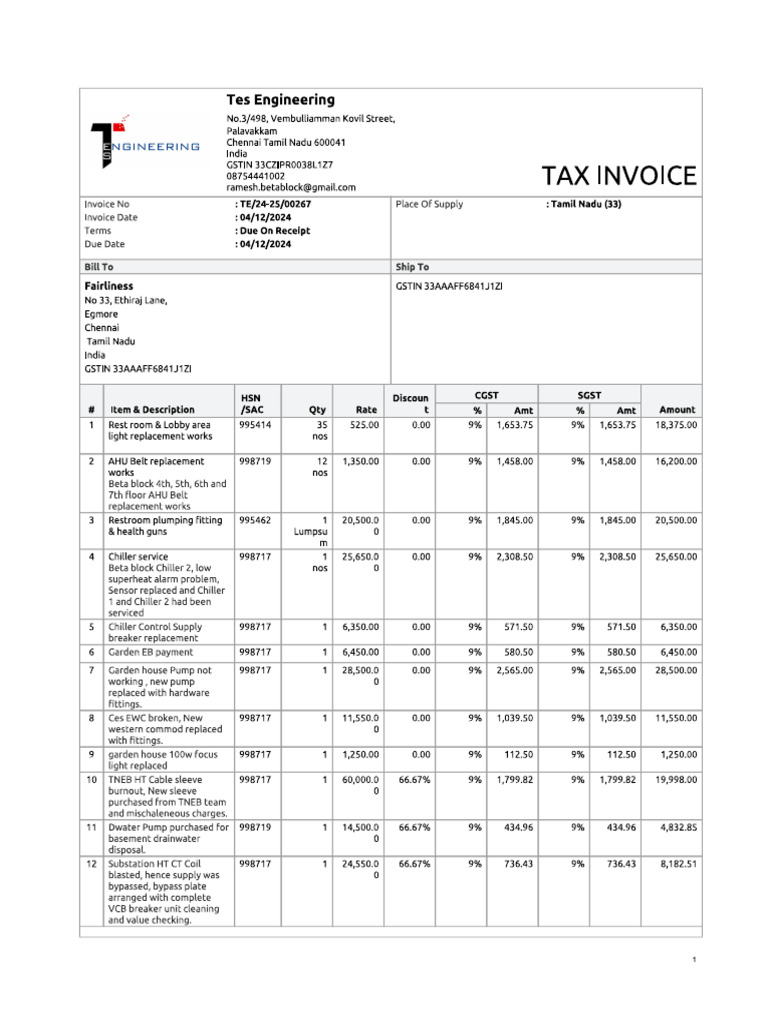 Fairlines Works Oct and Nov 2024 | PDF