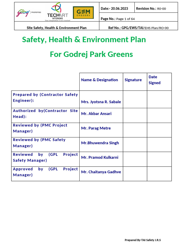 Gpg Tai Ehs Plan | PDF | Risk | Risk Assessment