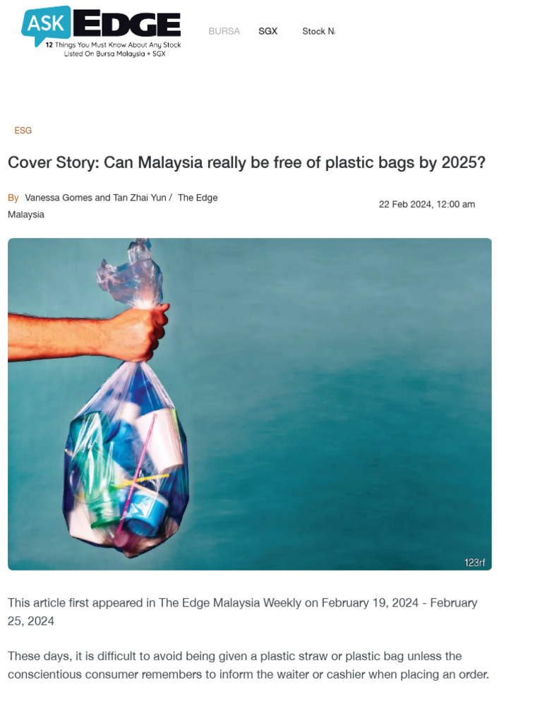 Malaysia's 2025 Plastic Bag Ban Challenges | PDF | Recycling | Plastic