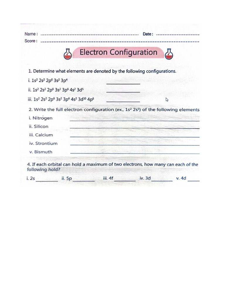 Worksheet Electron Configuration | PDF