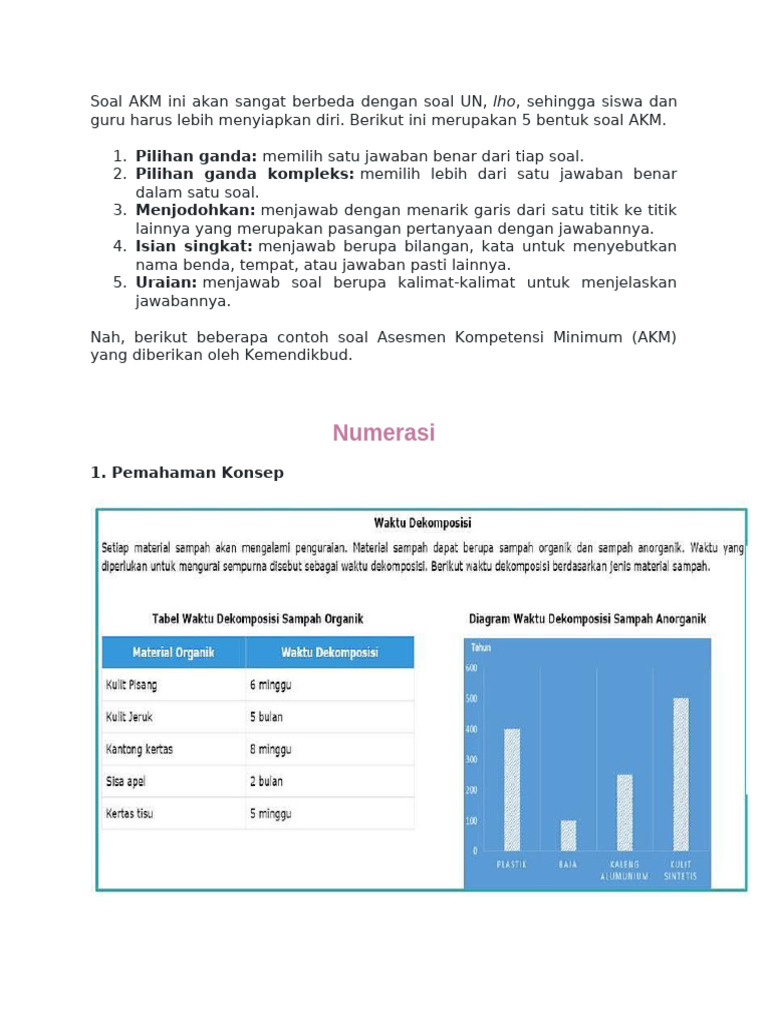 Latihan Soal Akm 1 | PDF