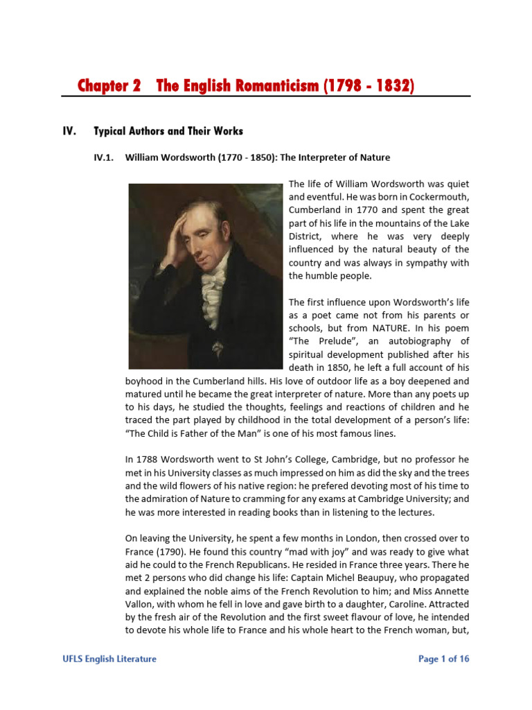 Chapter 2 - The English Romanticism - Typical Authors and Works | PDF ...