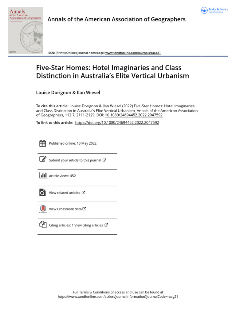 Five-Star Homes Hotel Imaginaries and Class Distinction in Australia S ...