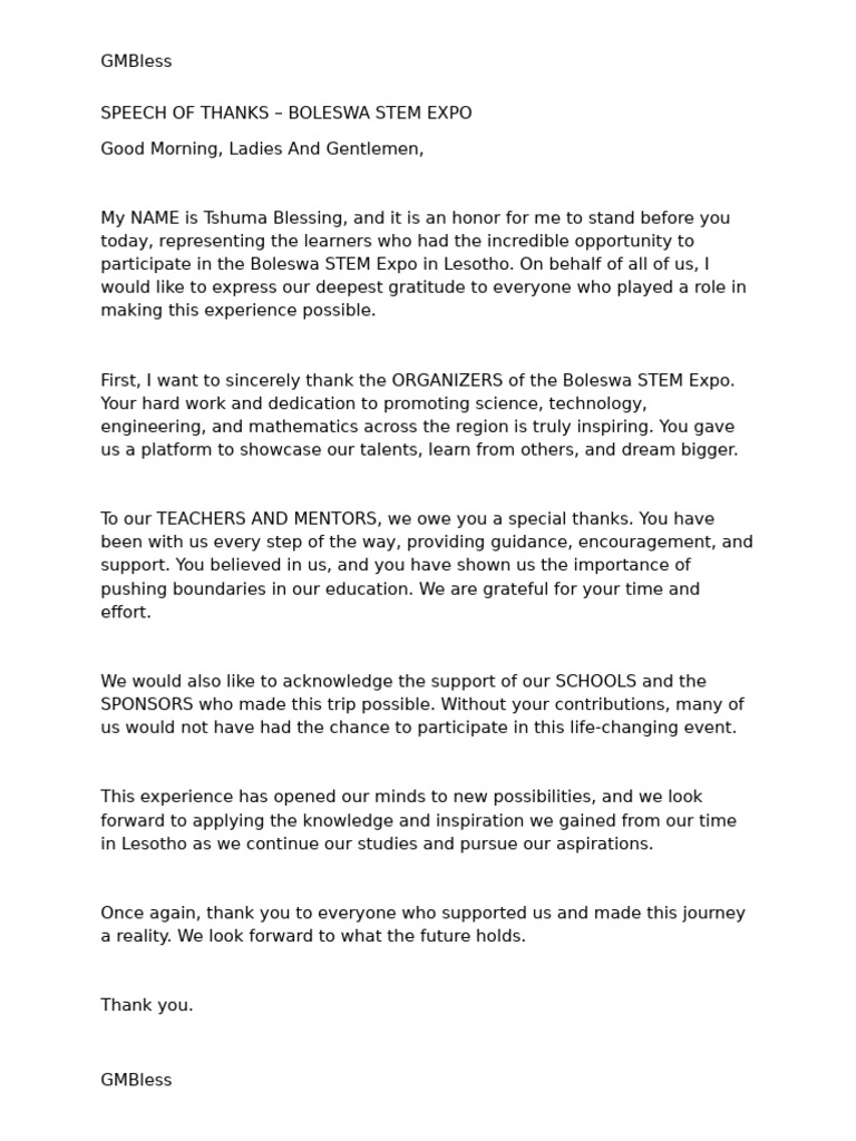 Blessing Speech | PDF