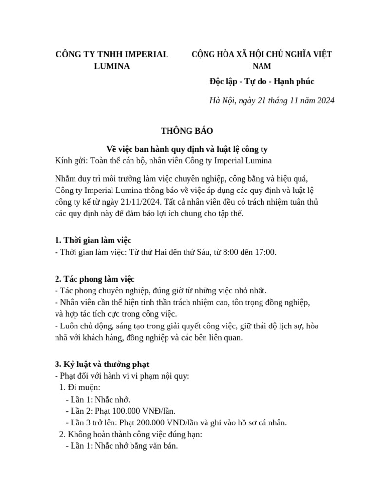 Thong Bao Quy Dinh | PDF