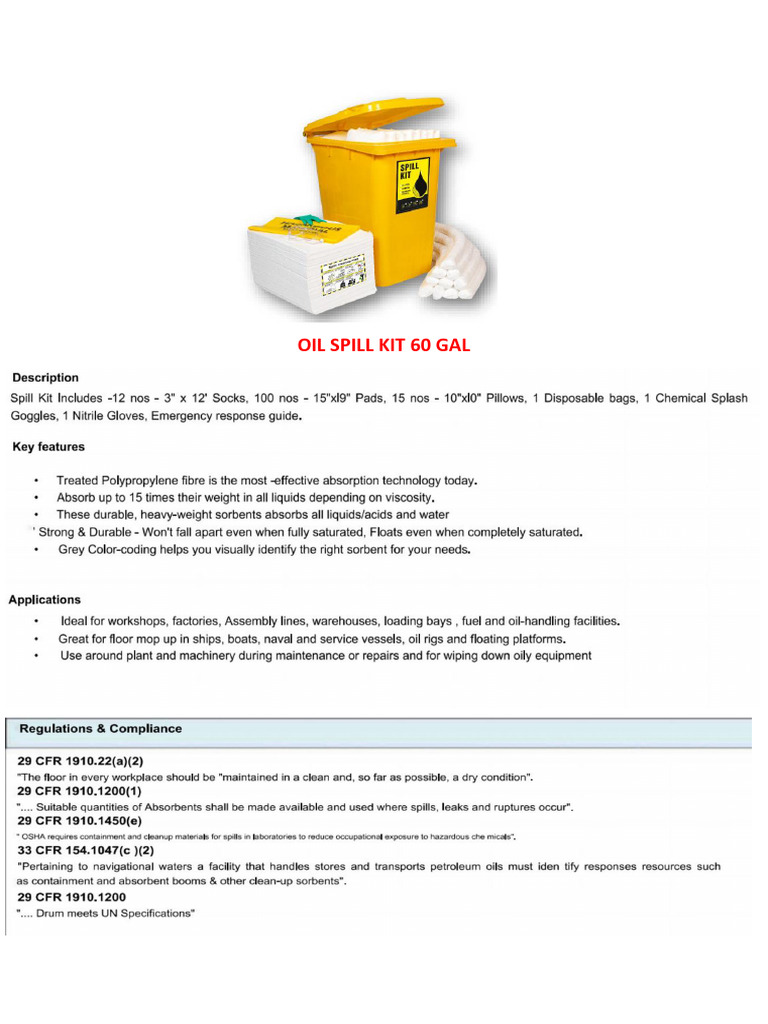 Oil Spill Kit 60 Gal | PDF