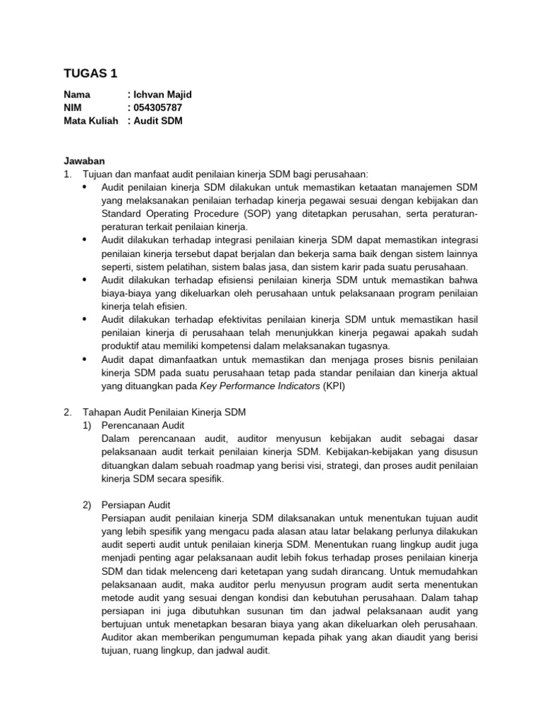 TUGAS 1 Audit SDM | PDF