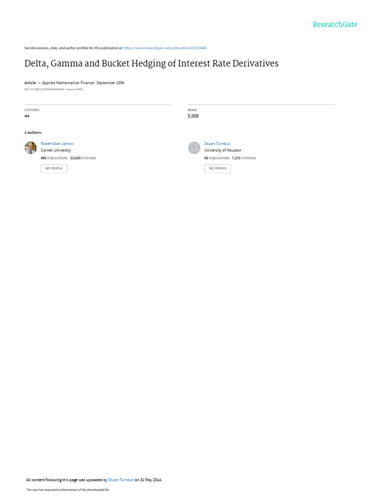 Delta Gamma and Bucket Hedging of Interest Rate de | PDF