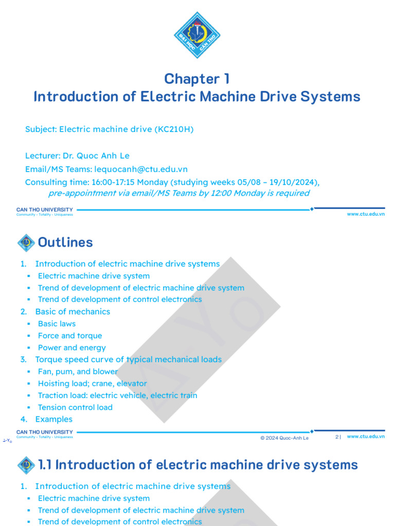 MD_C1_Introduction of Electric Machine Drive Systems | PDF | Force ...