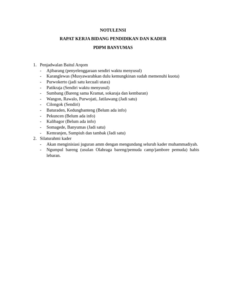 Notulensi Raker Pdpm | PDF