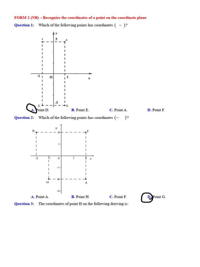Coordinate Plane Points Identification | PDF | Euclidean Geometry ...
