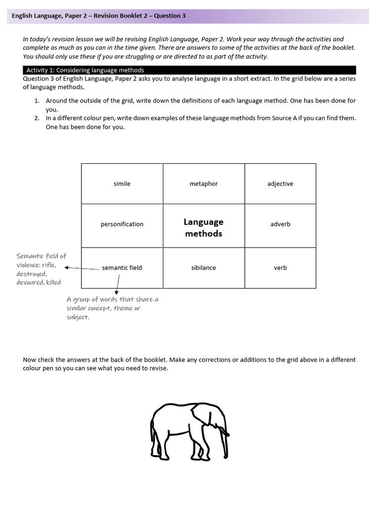 PDF Cover Booklet 2 - English Language, Paper 2 Q3 | PDF | Adjective ...