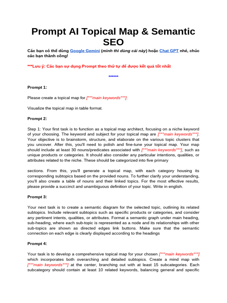 Prompt AI Topical Map & Semantic SEO | PDF | Cognitive Science