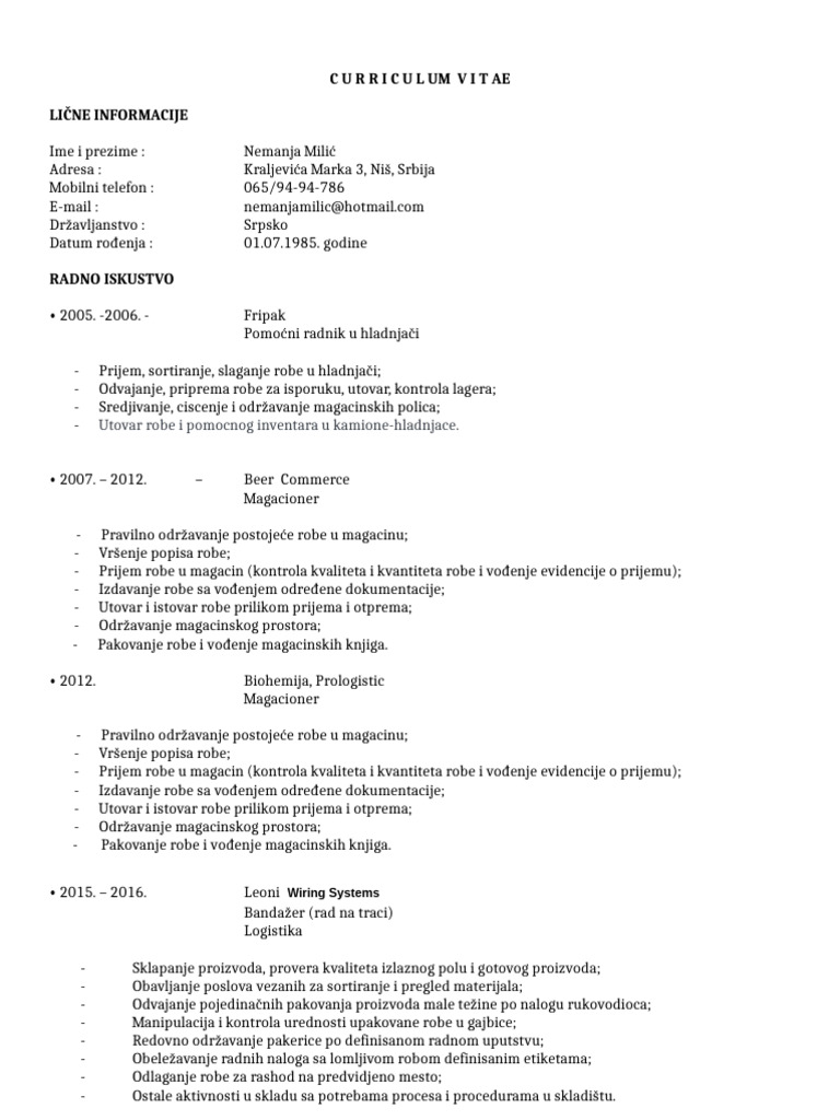CV Nemanja 2020 | PDF