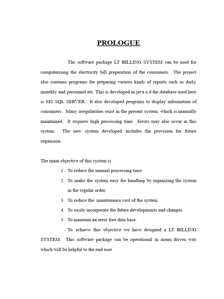 Electricity Power Bill Management System Project Report New | PDF ...