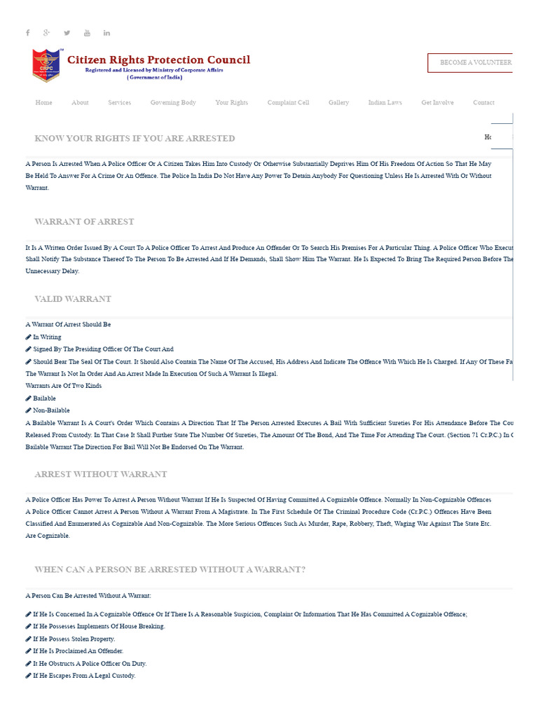 CRPC - Know Your Rights | PDF | Bail | Arrest