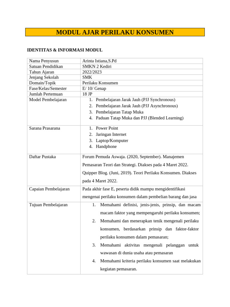 Modul Ajar Elemen 7 | PDF
